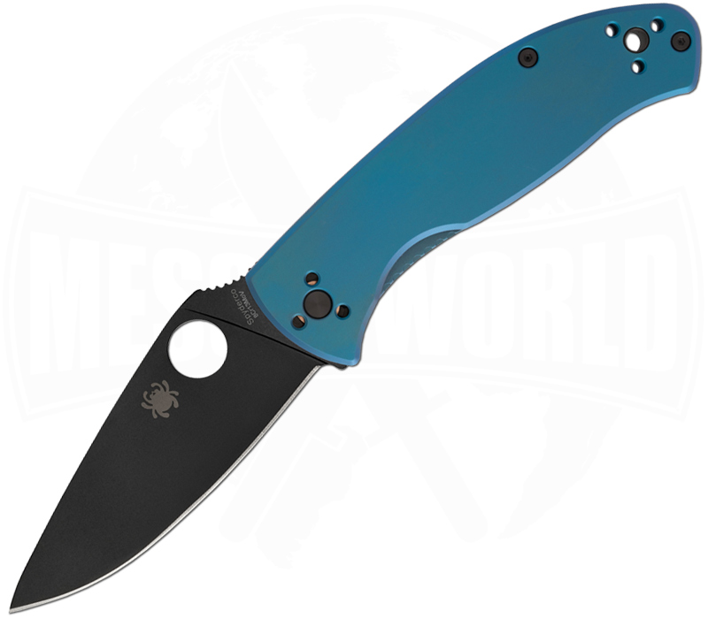 Spyderco Tenacious Blue Titan / Black - Daumenloch | Messerworld